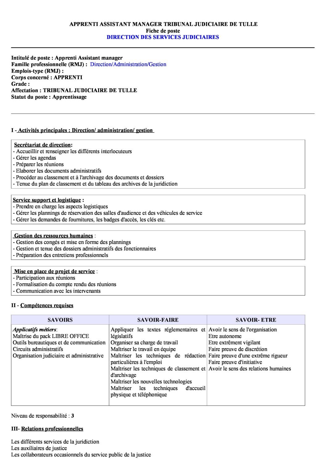 Offre d'apprentissage: BTS Assistant Manager (SAM) - CFA Académique du Limousin